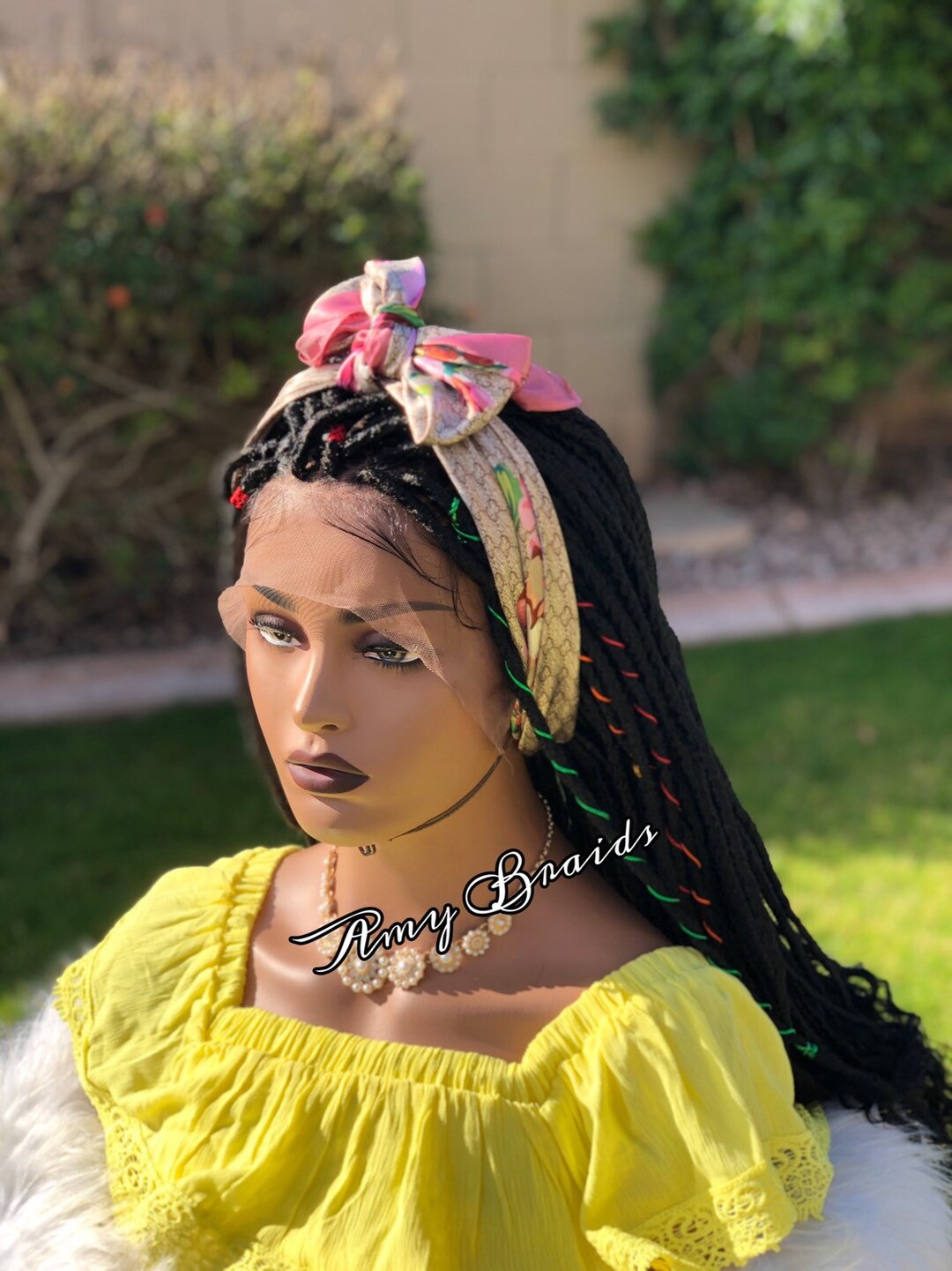 Amy Braids Braided Lace Frontal Goddess Human Hair Faux Wig 30 Inches ...