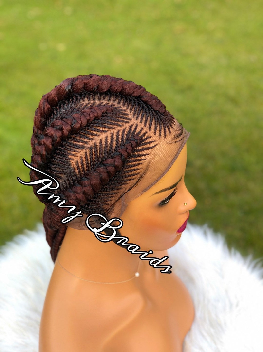 Amy Braids Handmade Braided Fish Bone Cornrow Wig, Different Color ...