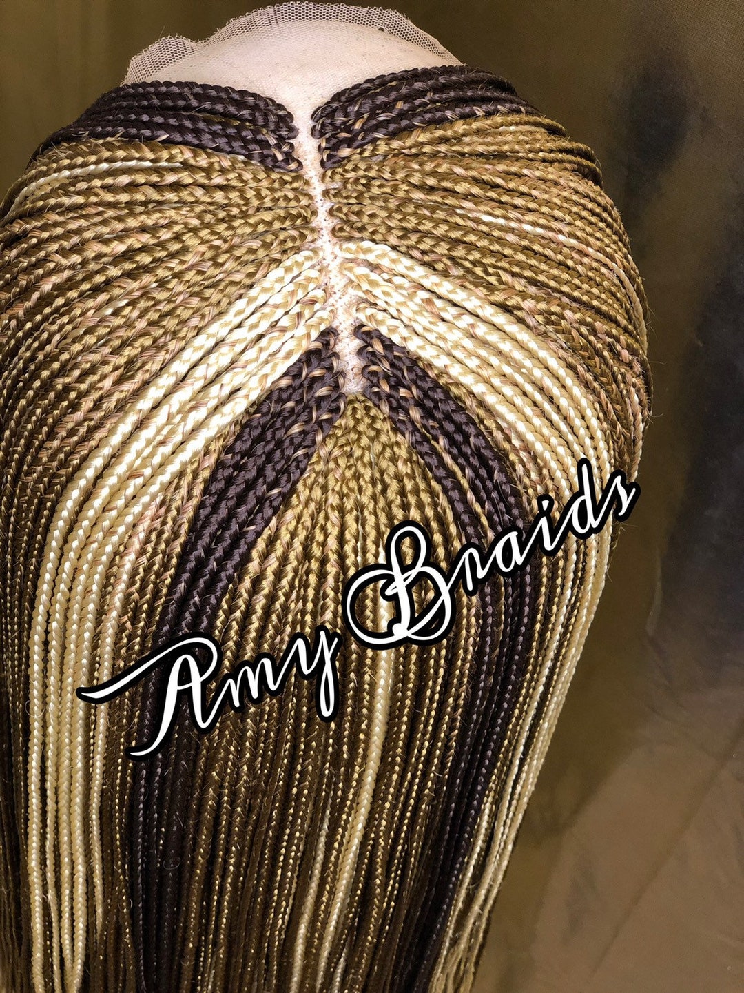 Amy Braids Box Braided Micro Braid Wig, Human Hair Full Lace Wig 24 ...