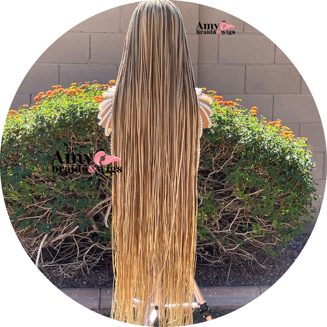 Amy Braids Lace Closure Box Braids Braided Wig, All Shade of Blonde 35 ...