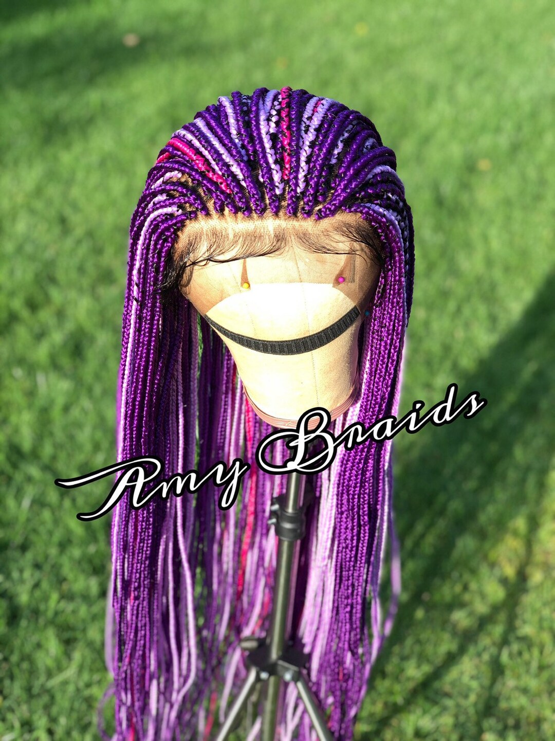 Amy Braids Lace Frontal Box Braids, All Shade of Purple Box Braid Wig ...