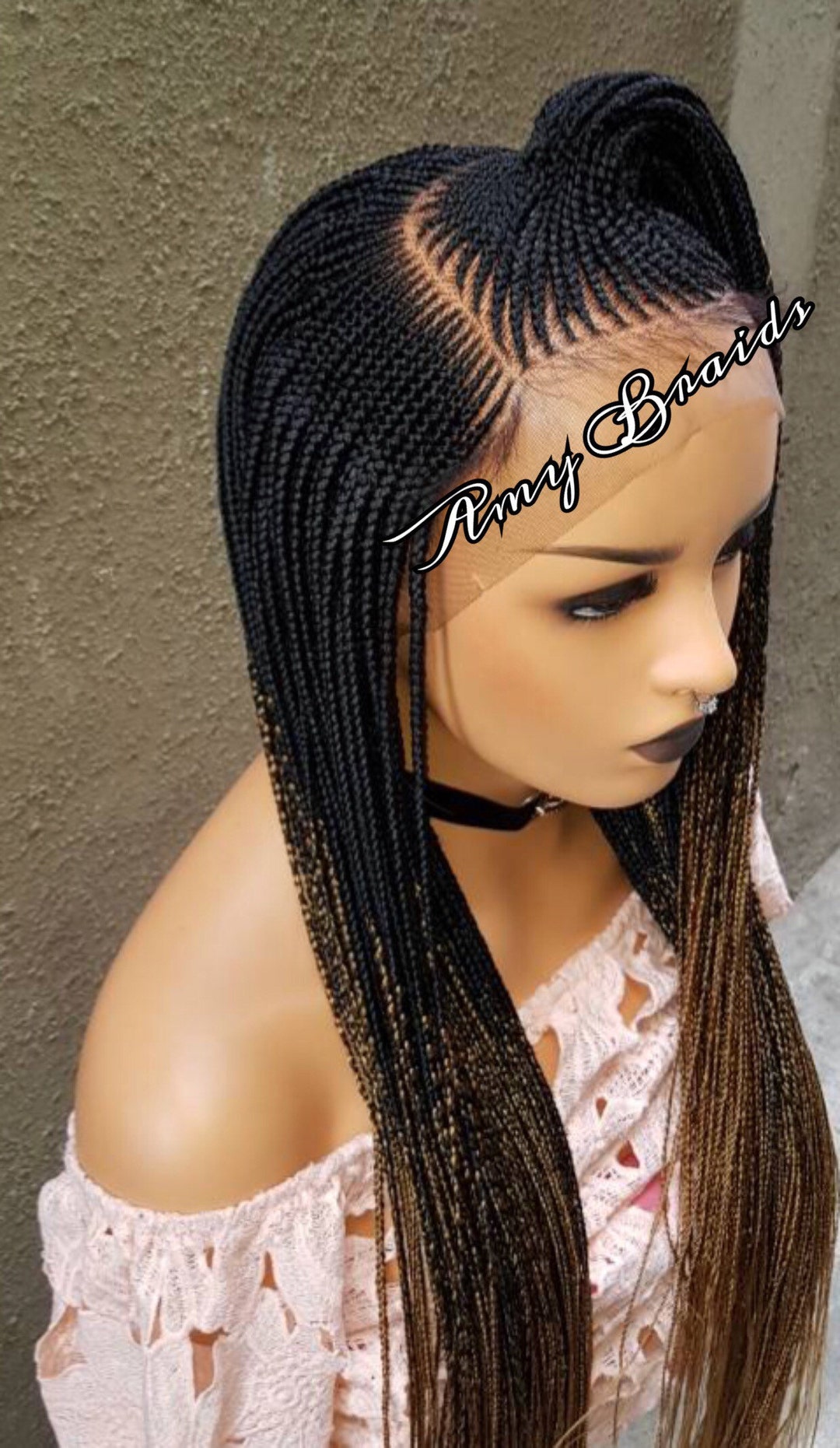 Amy Braids Lace Frontal Box Braided Cornrow, Custom Color & Length for ...