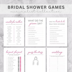12 Printable Bridal Shower Games Instant Digital Download Minimal Black ...