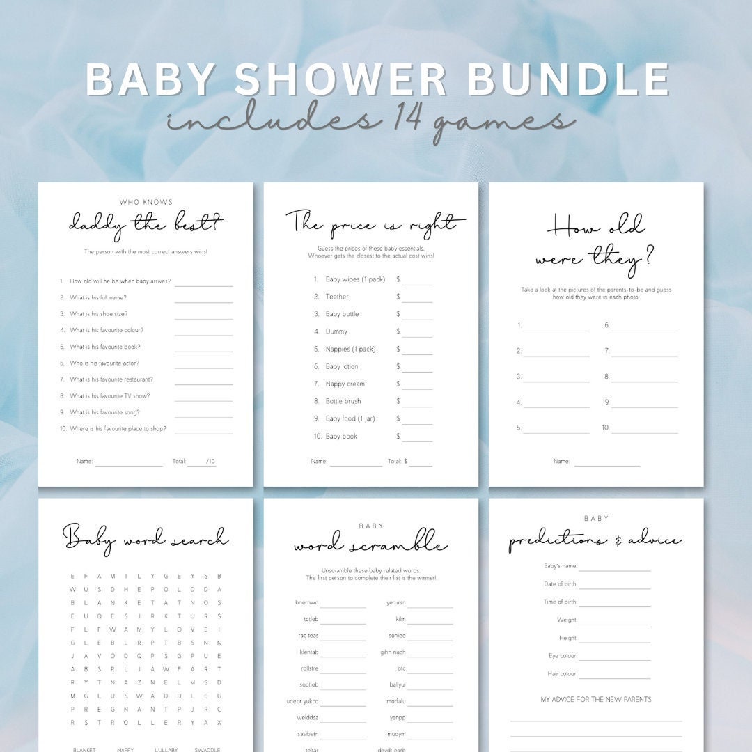 12 Printable Baby Shower Games | Instant Digital Download | Rainbow ...
