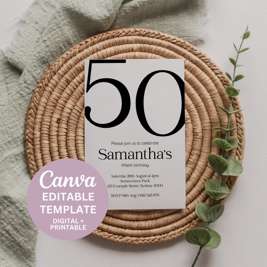 Editable 50th Birthday Invitation, Hello Fifty, Look Who's 50 ...