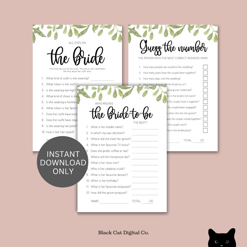 12 Printable Bridal Shower Games Instant Digital Download - Etsy