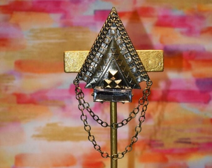 Faux Arrow Tip & Chains Lapel Pin Brooch - Etsy