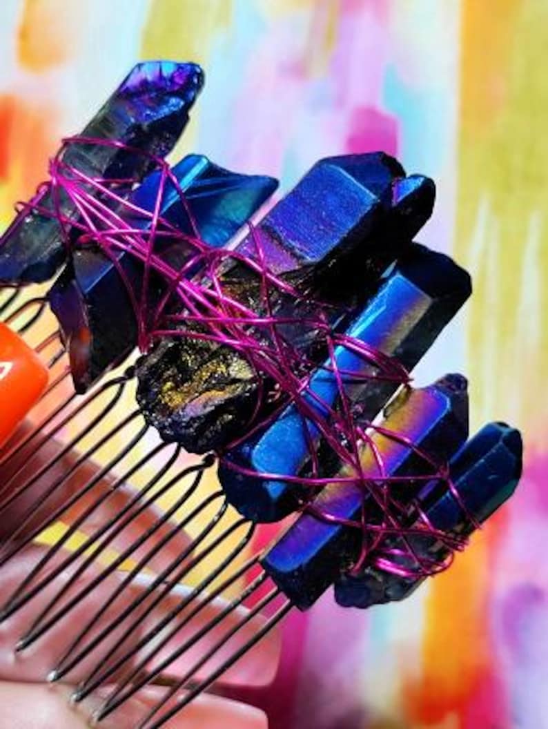 Sapphire Blue Luster Quartz Nugget Hair Comb - One of a Kind - Etsy