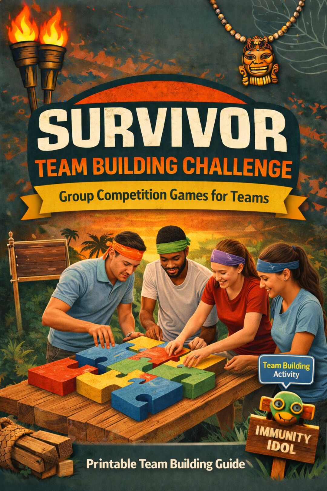 Survivor Team Building Games Printable - 16 Group Challenges - Etsy