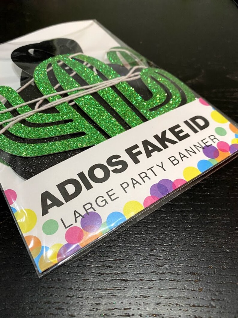 ADIOS FAKE ID Banner Glitter Banner Party Decor Twenty | Etsy