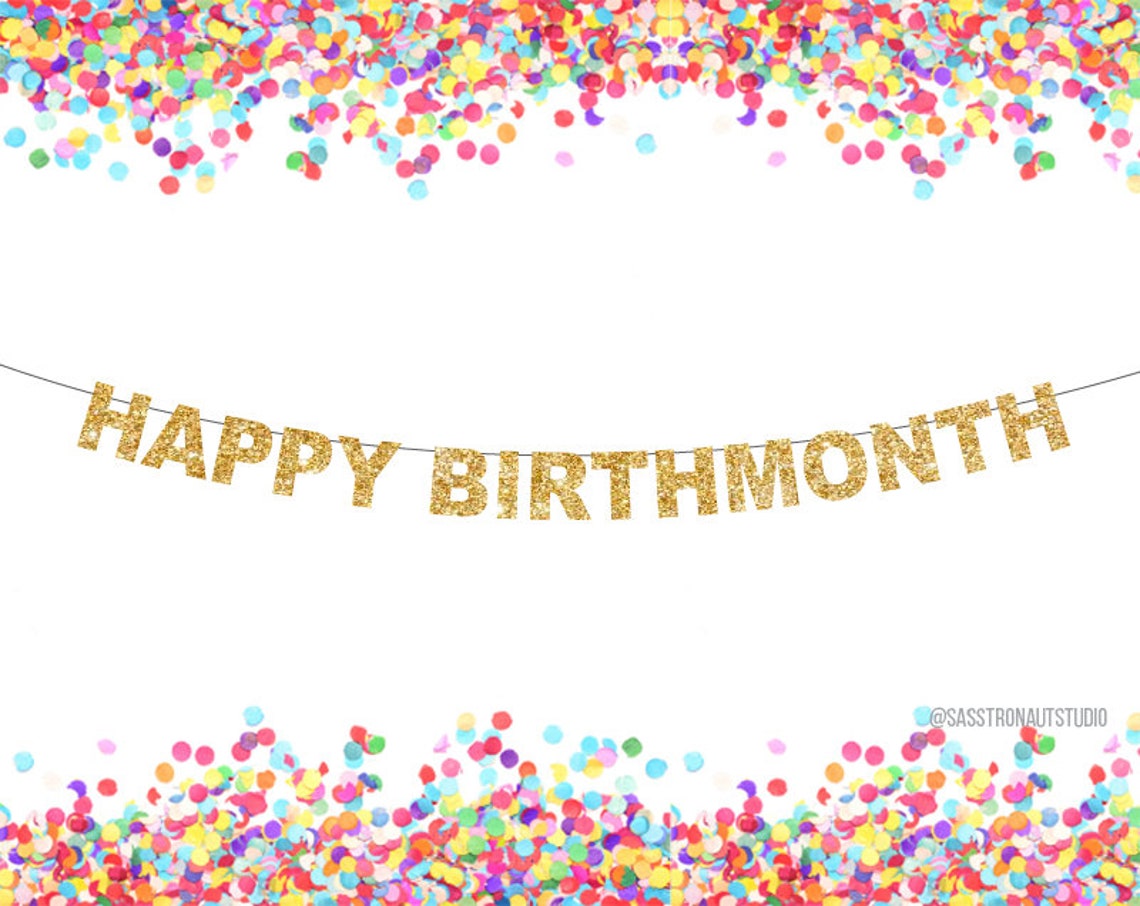 HAPPY BIRTHMONTH Banner Metallic Banner Birthday Party - Etsy