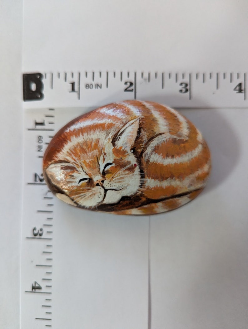 Hand Painted Rock Cat - Etsy