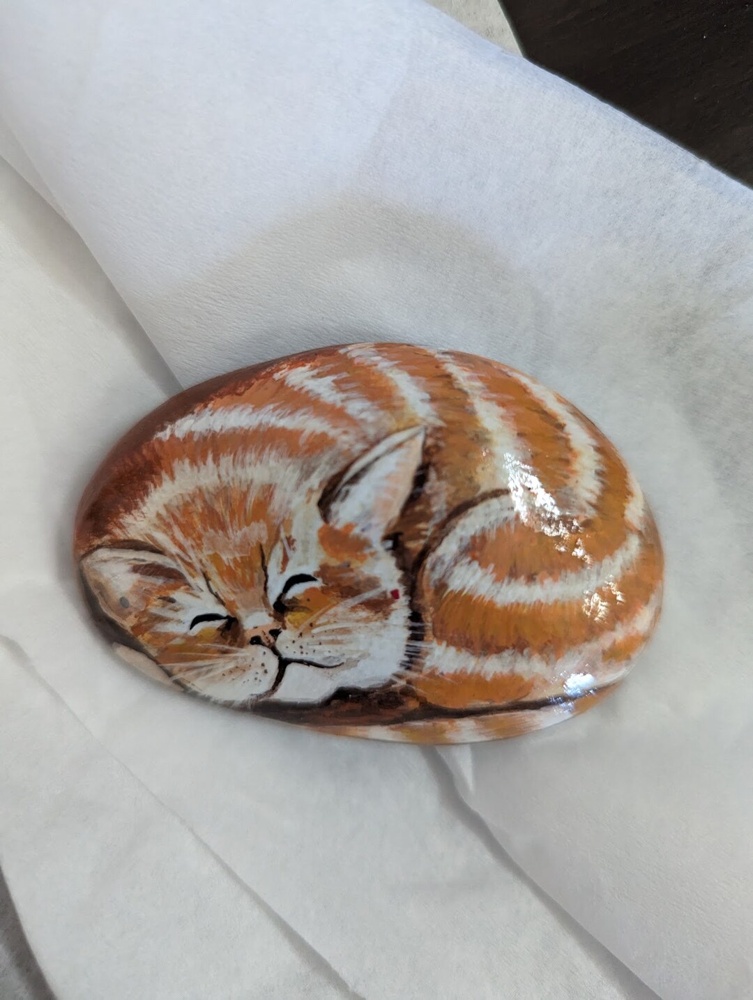 Hand Painted Rock Cat - Etsy