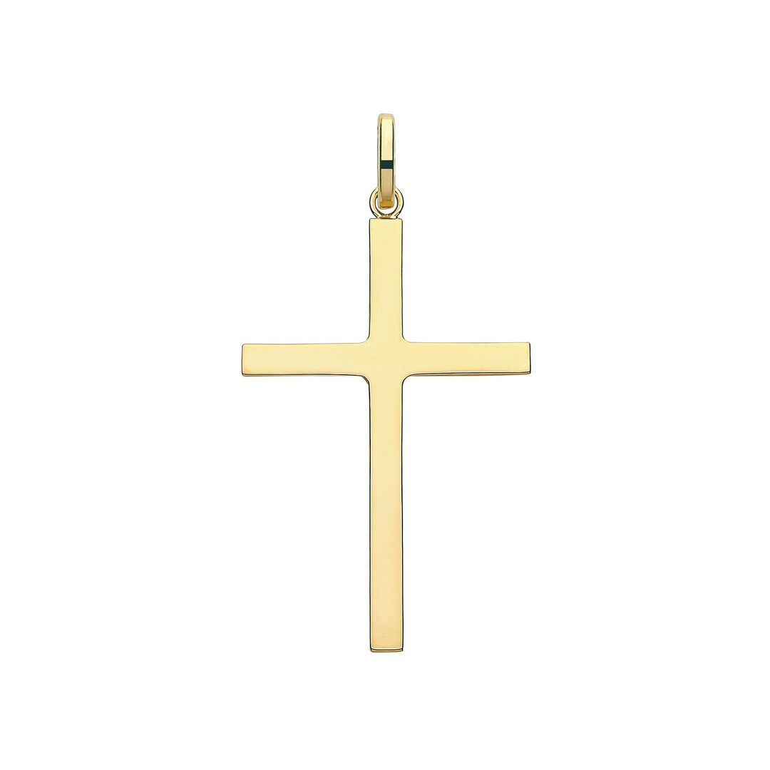 9ct Yellow Gold Large Plain Cross Pendant 375 Hallmark - Etsy