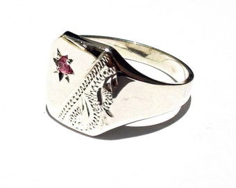 Ruby Signet Ring Men - Etsy