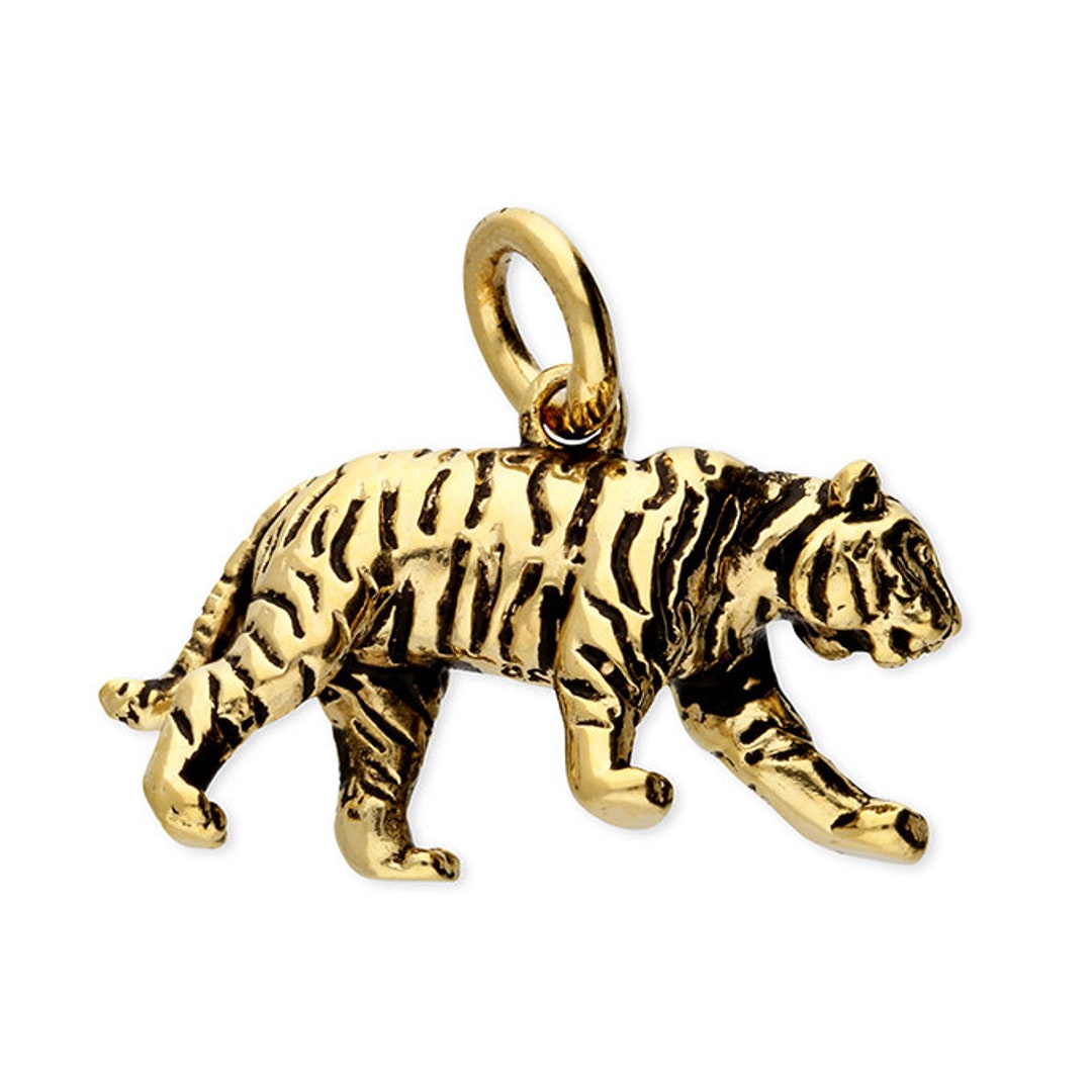 Tiger Pendant 18ct Gold on Solid Sterling Silver Chinese Year of the ...