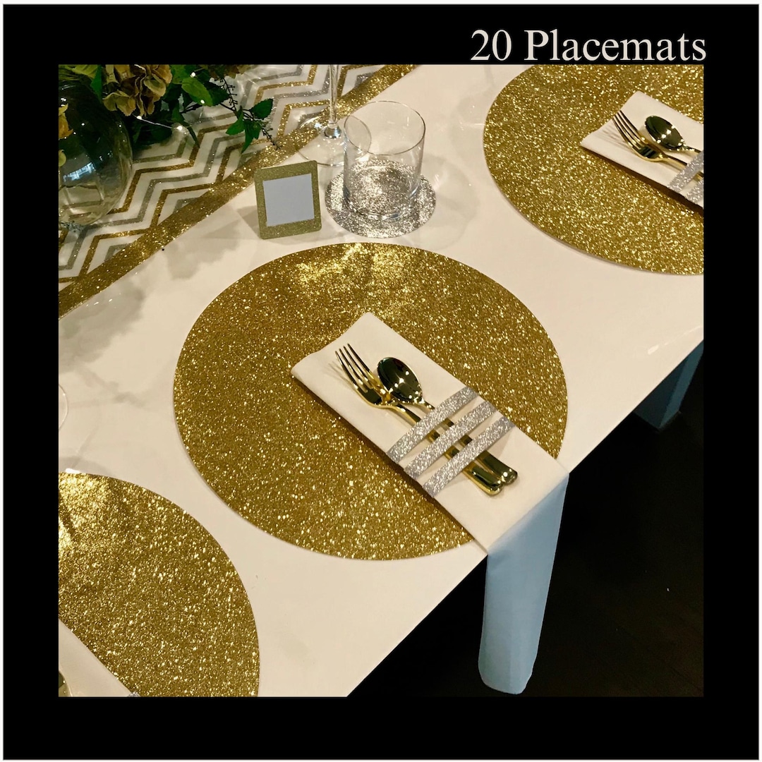 Gold Glitter Placemats pack of 20 Wedding Charger and Wedding Placemats ...