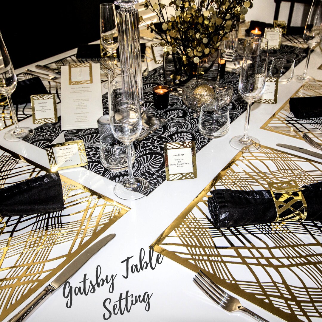Black And Gold Table Setting
