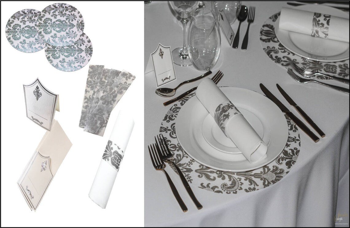 Silver Place Cards Elegance Design PACK OF 20 - Etsy