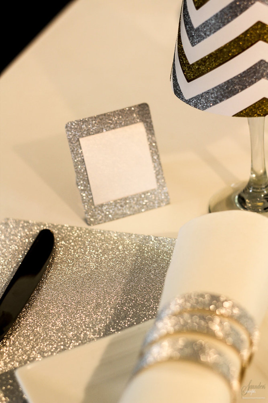 Silver Place Cards Glitter Design PACK OF 20 | Etsy