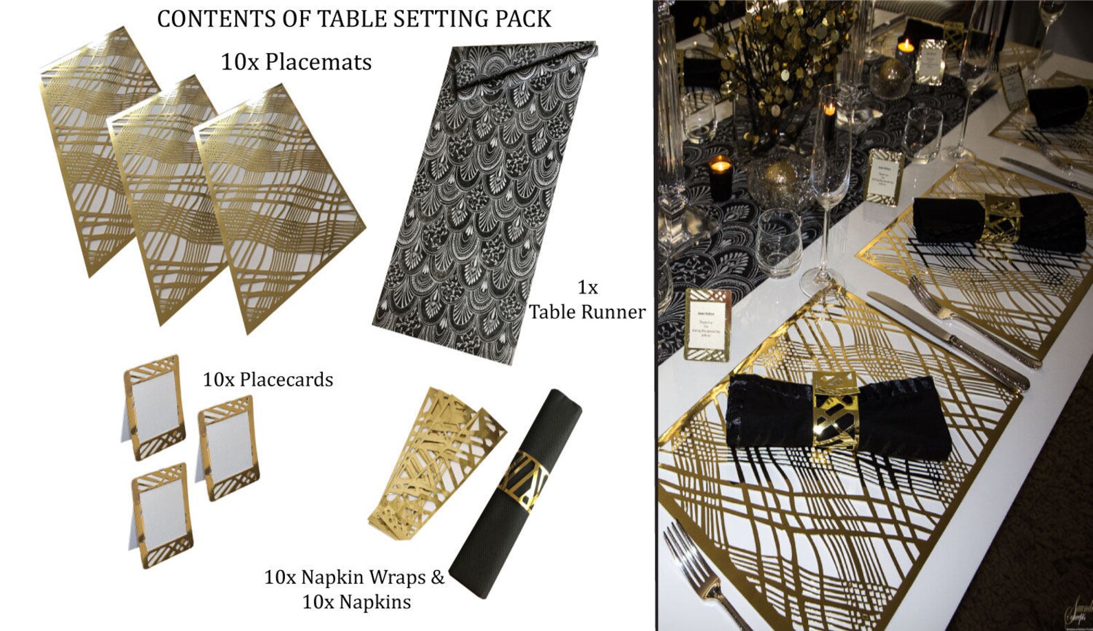 Gatsby Table Setting Pack for 10 People details of Contents | Etsy