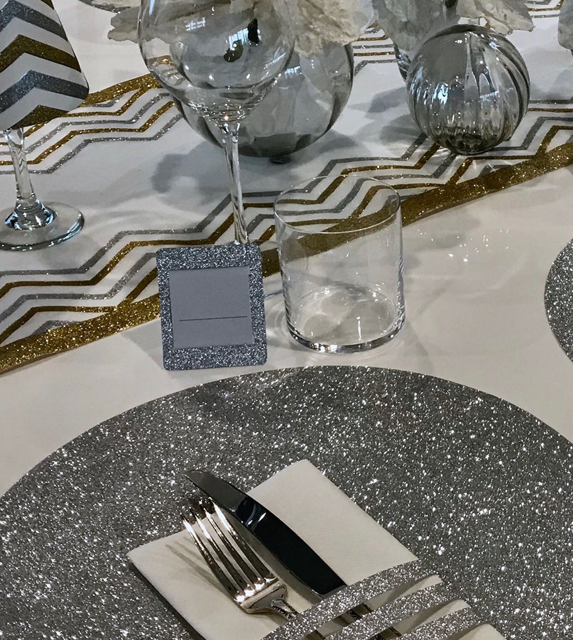 Silver Place Cards Glitter Design PACK OF 20 - Etsy