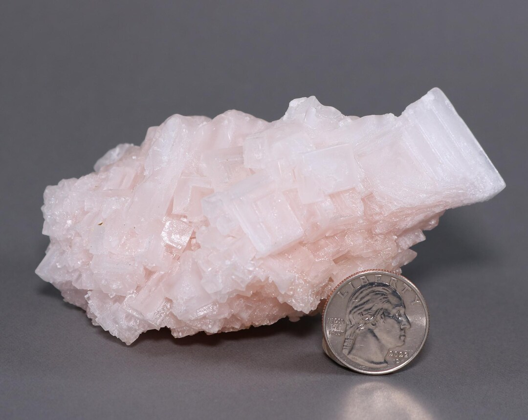 Large Halite Lt. Pink Crystal Cluster 4.3" Trona California CA COA 6466 ...