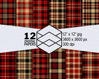 12 Woodland Plaid Digital Paper Instant Download Woodland Plaid Digital ...