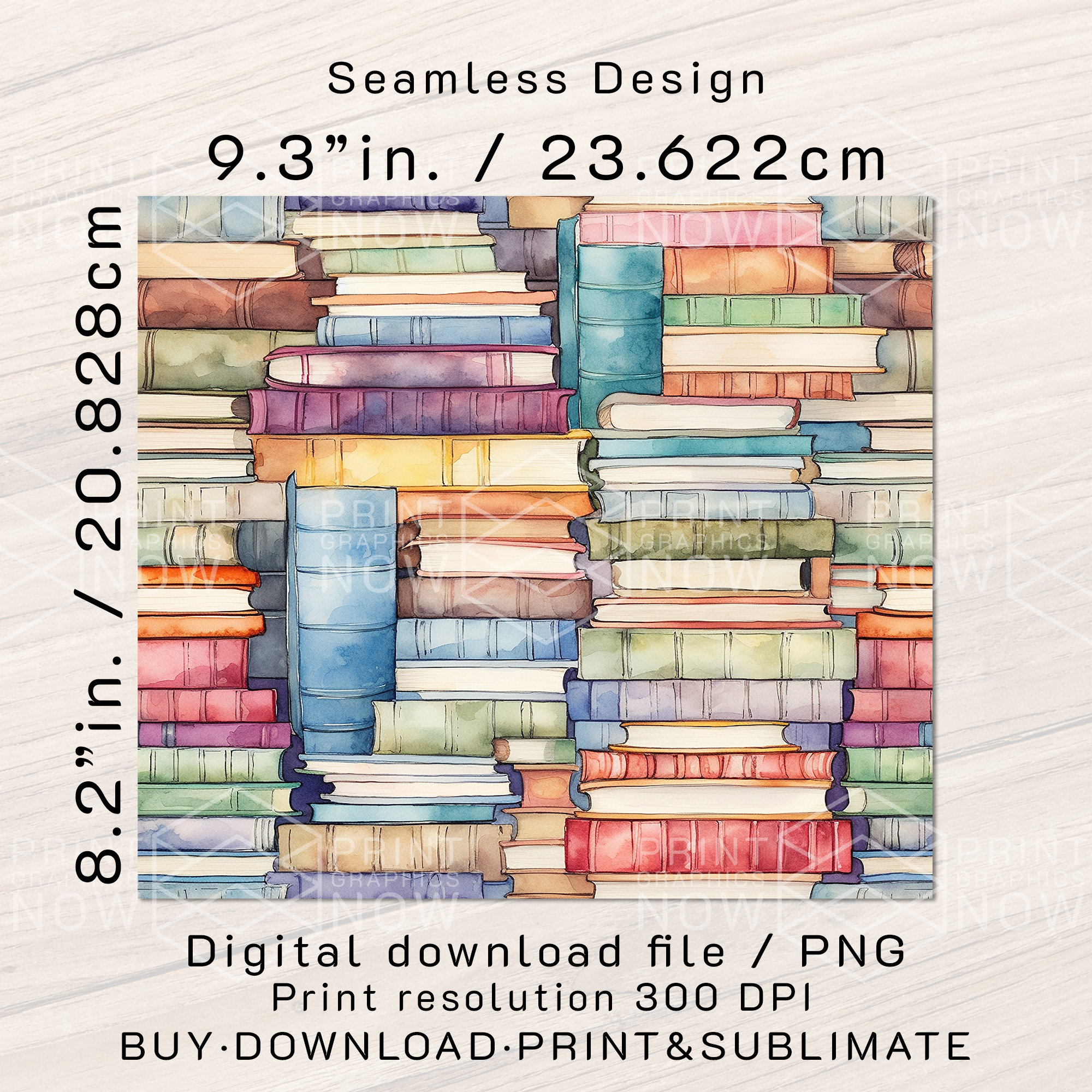 Stack of Books Skinny Tumbler Design, Seamless Book Stack Design Sublimation 20oz Skinny Tumbler ...