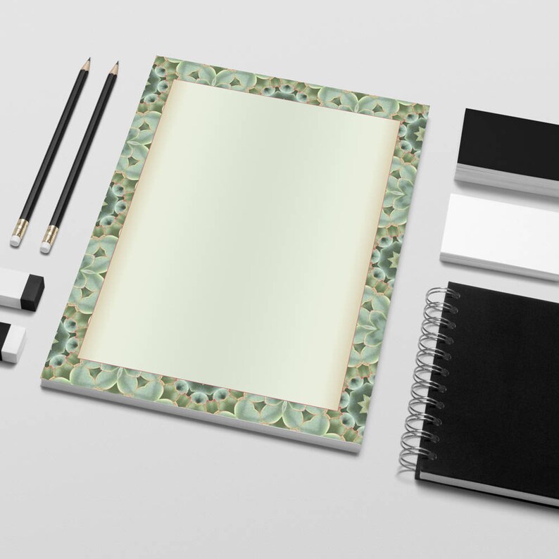 Succulent Green Border Stationery Printable, DIY Instant Download ...