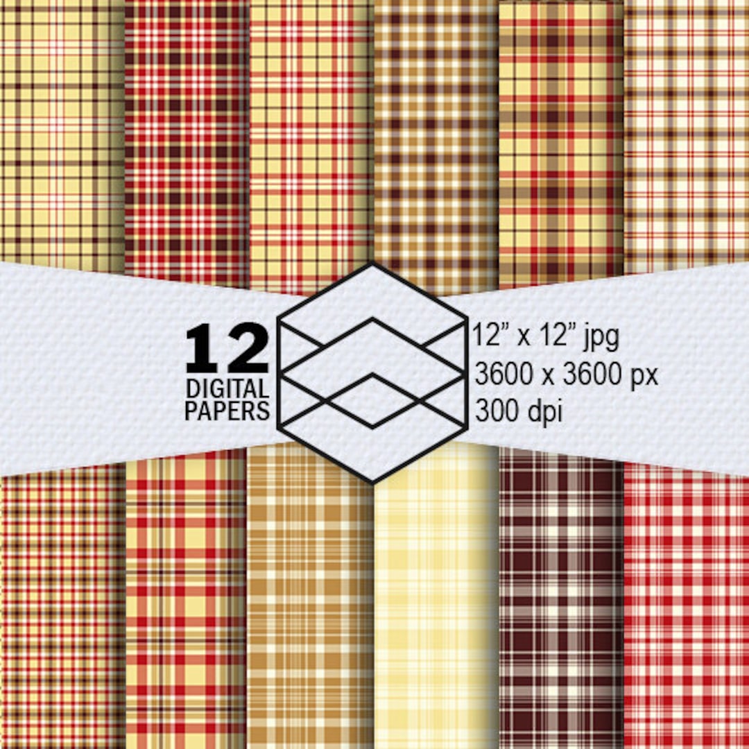 Cherry Cheesecake Plaid Digital Paper, Tartan Instant Download 12 ...