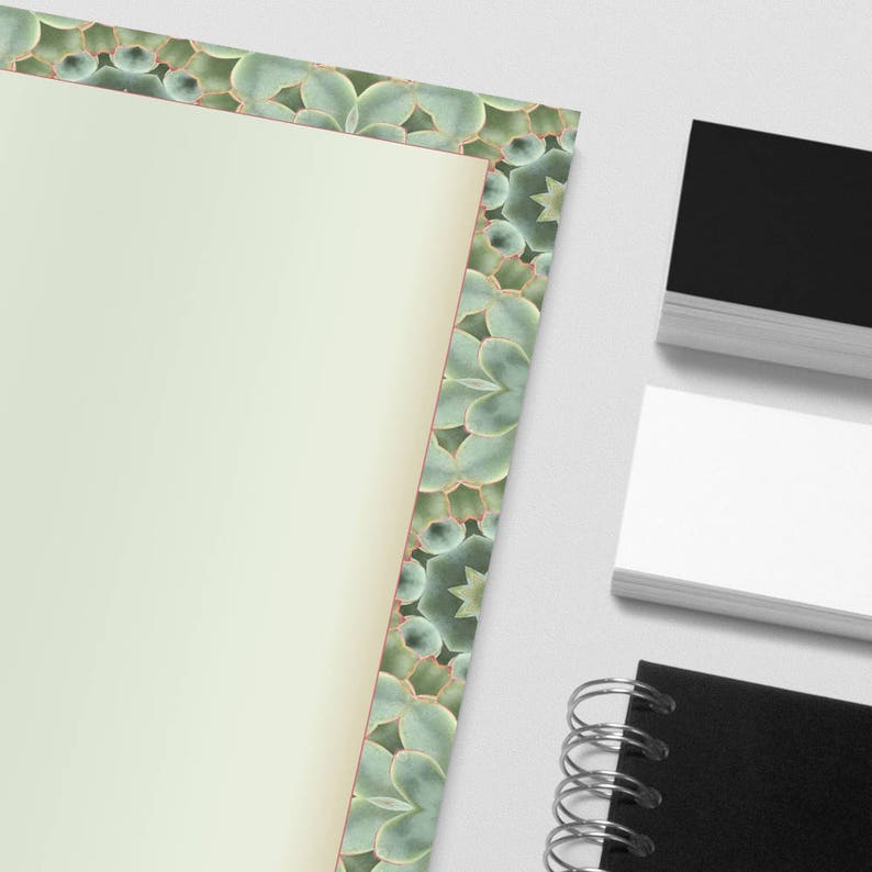 Succulent Green Border Stationery Printable, DIY Instant Download ...