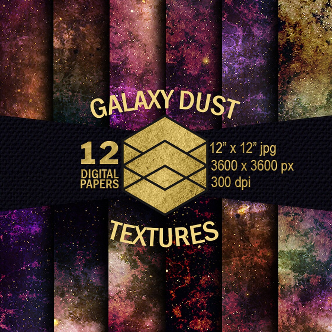 Galaxy Dust Digital Scrapbook Textures, Grungy Space Digital Papers, 12 ...