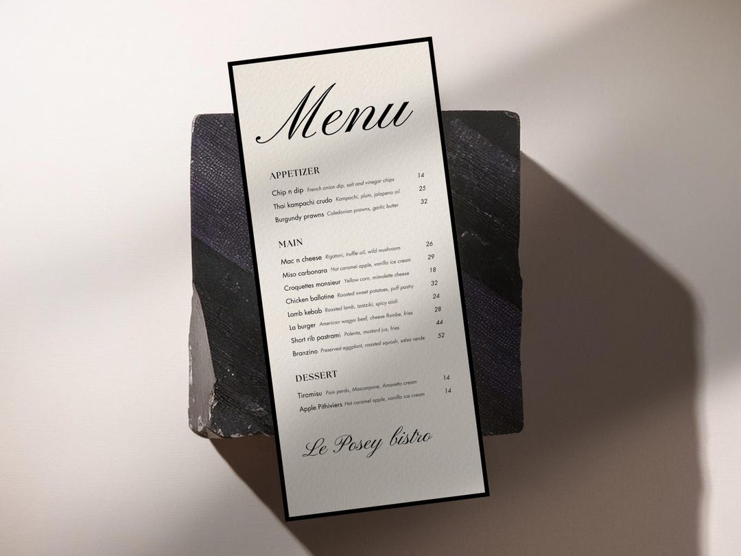 CANVA | Elegant Black/white Menu Template, Editable, Printable Wedding ...