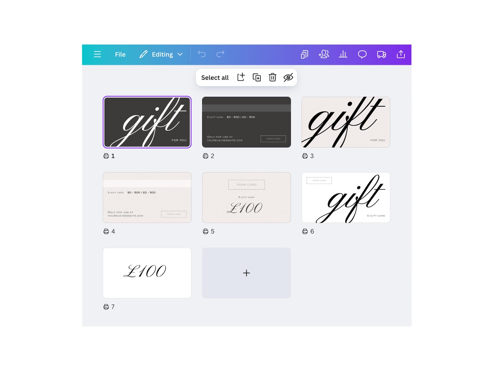 Digital Gift Card Template for Canva, Customizable E-gift Voucher ...