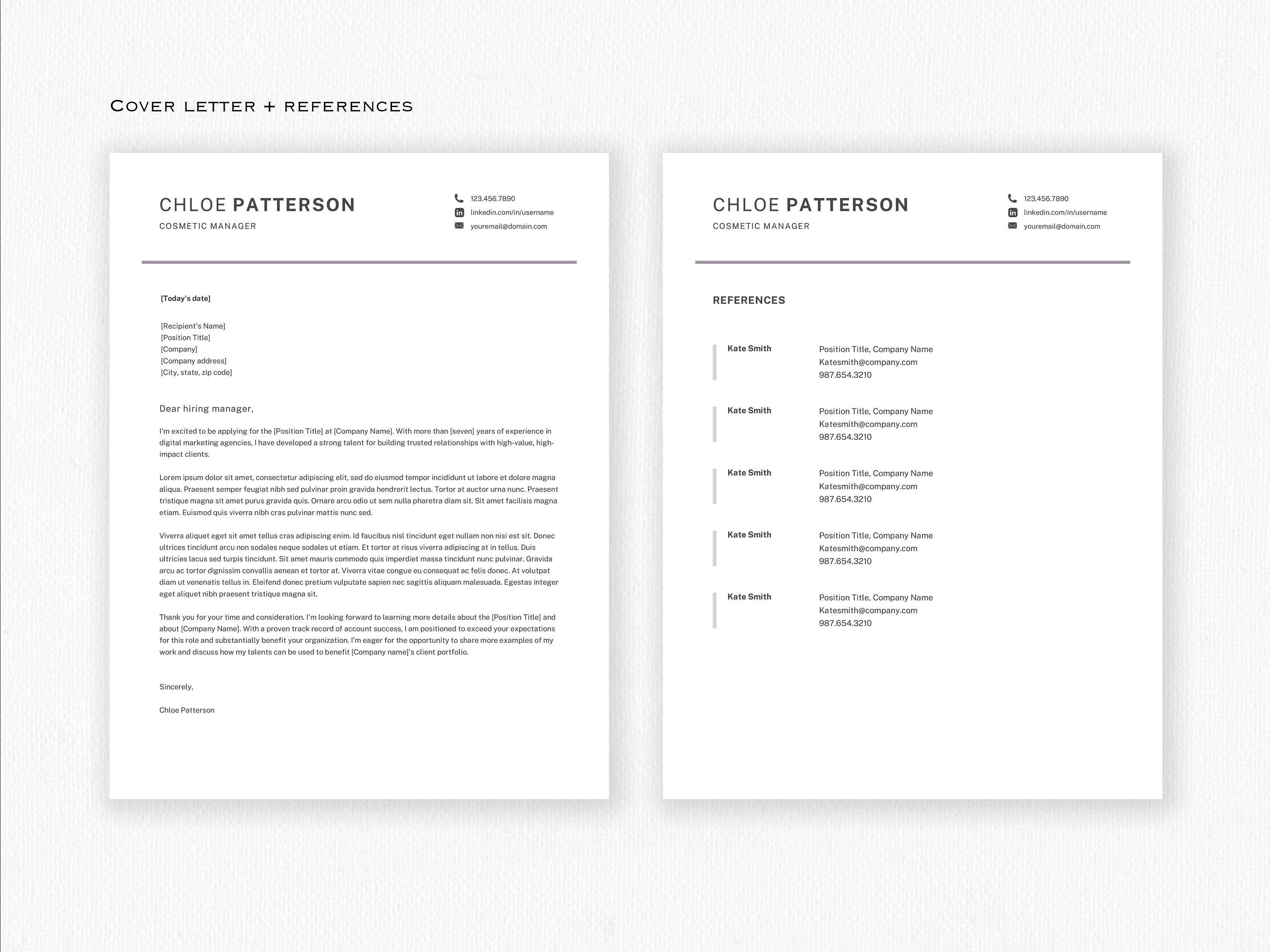CANVA | Professional Resume, Cover Letter, Reference Page Template ...