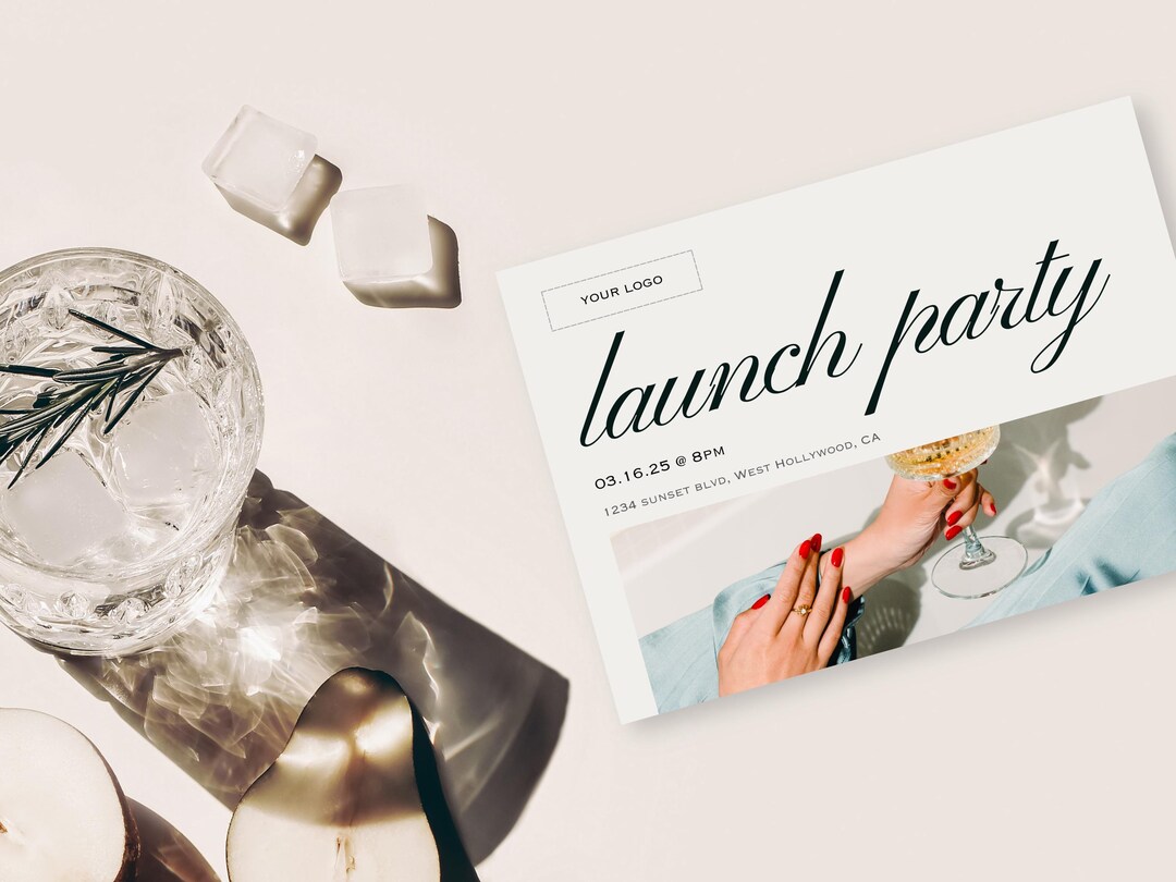 Grand Opening Invitation Canva | Chic Product Launch Flyer Template ...