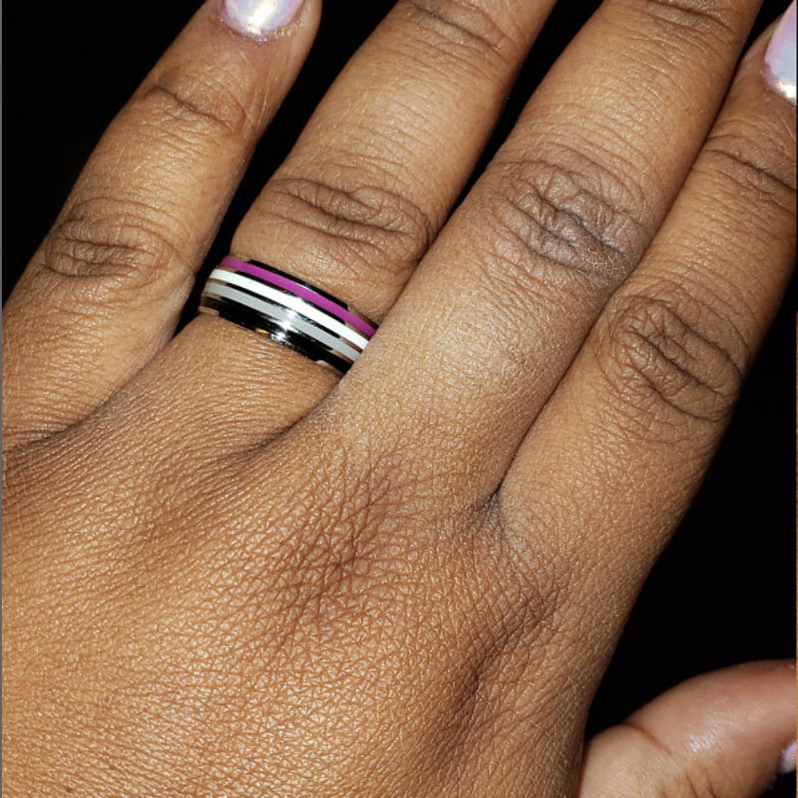 Asexual Pride Stainless Steel Ring Etsy
