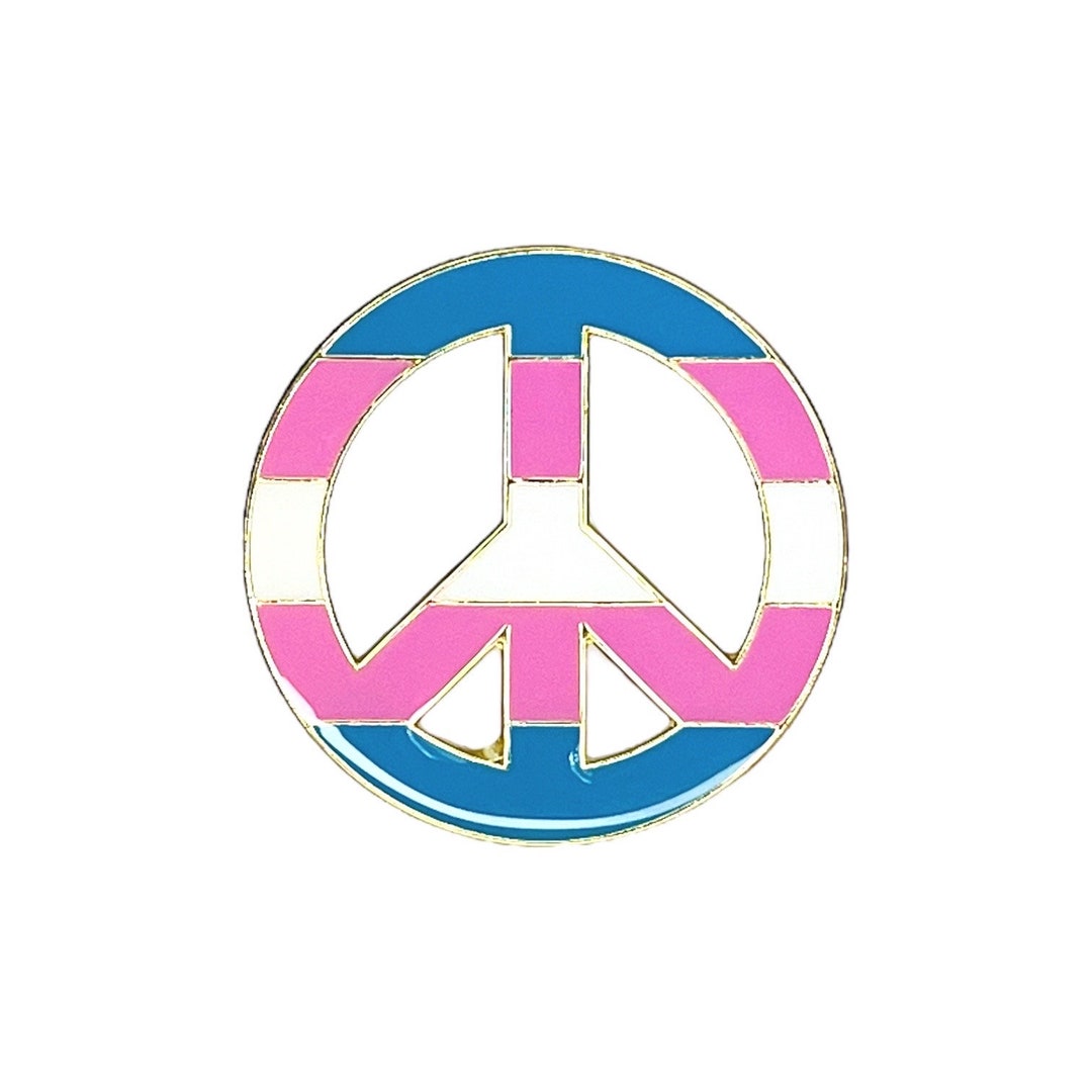 Trans Flag Peace Sign Enamel Pin - Etsy