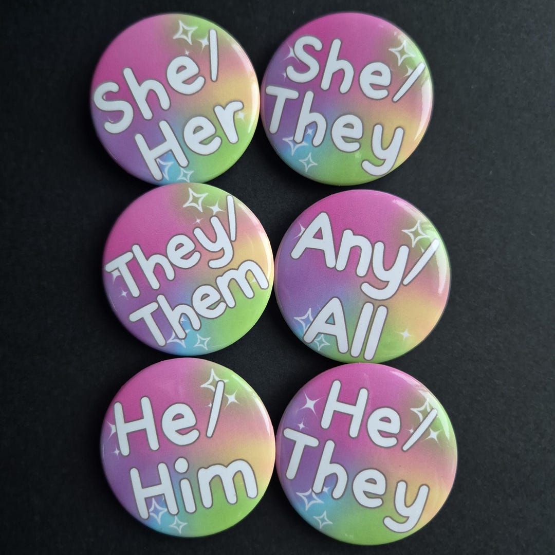 Pronoun Pins - Etsy
