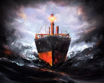 Red Ship Painting - Etsy