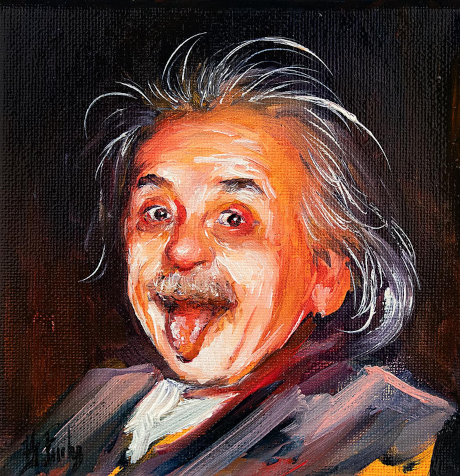 Albert Einstein Art Painting Original Portrait | Etsy