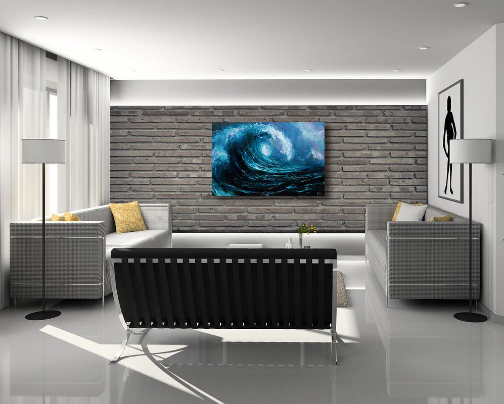 Wave painting Sea Ocean Art original Blue Wave Eye | Etsy