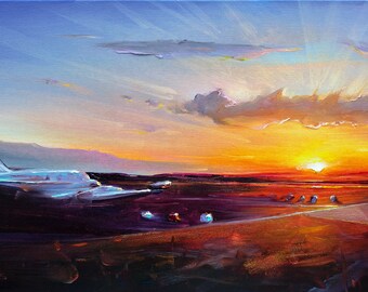 Airplane Sunset Art - Etsy