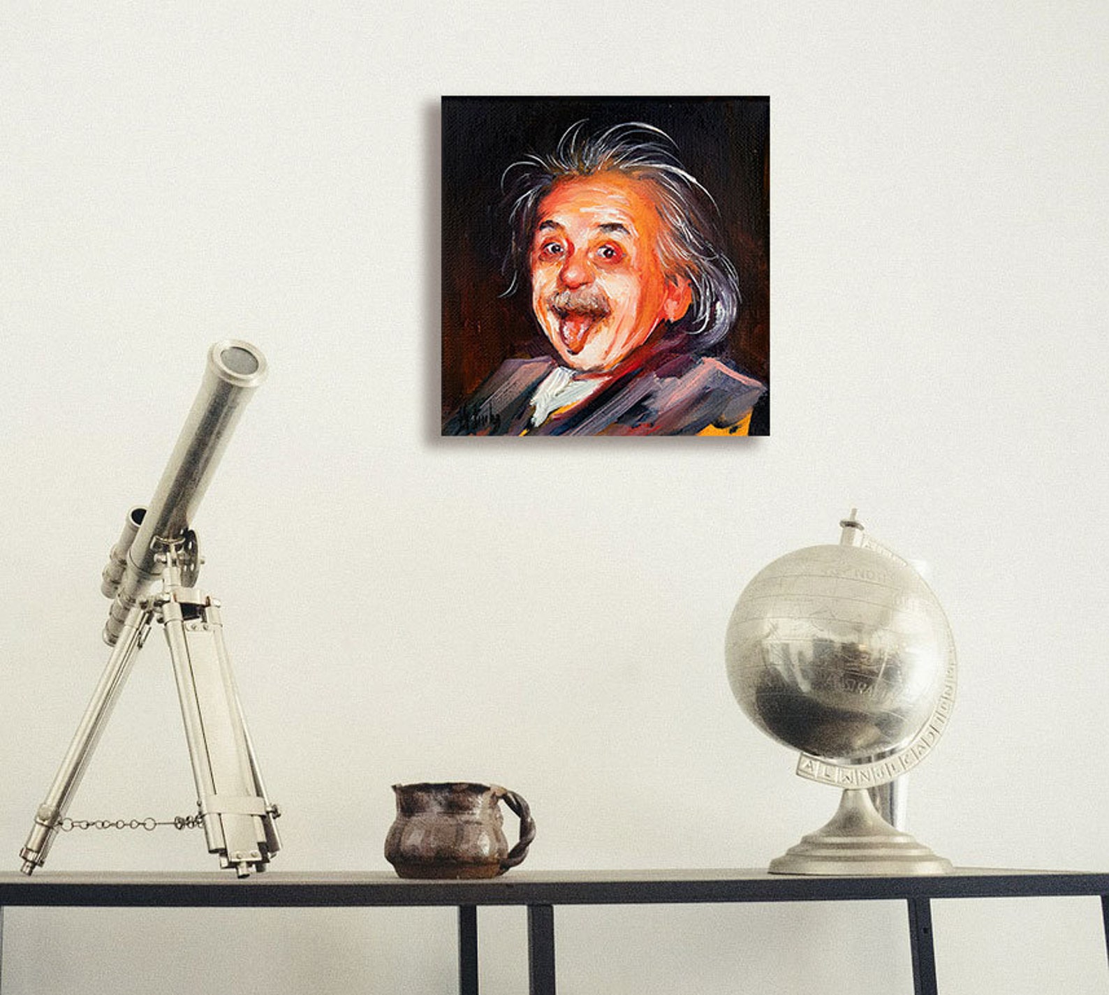 Albert Einstein Art Painting Original Portrait | Etsy