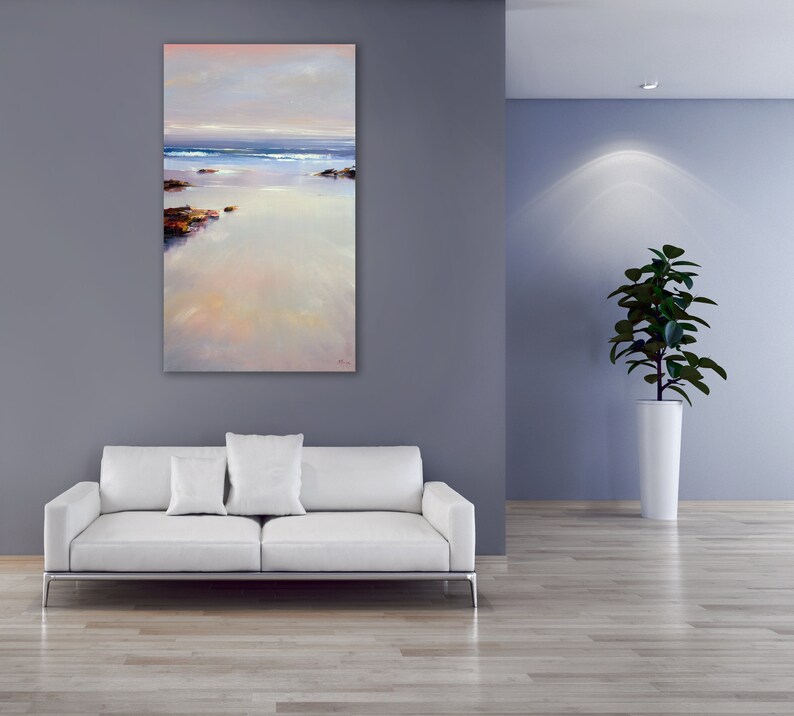 Beach painting Seascape Vertical art large | Etsy