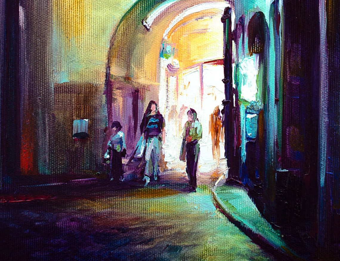 Prague Painting Prague Evening Street Art City Scene - Etsy