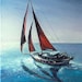 Red Sails Ship Sailing Sea Painting Sunrise - Etsy