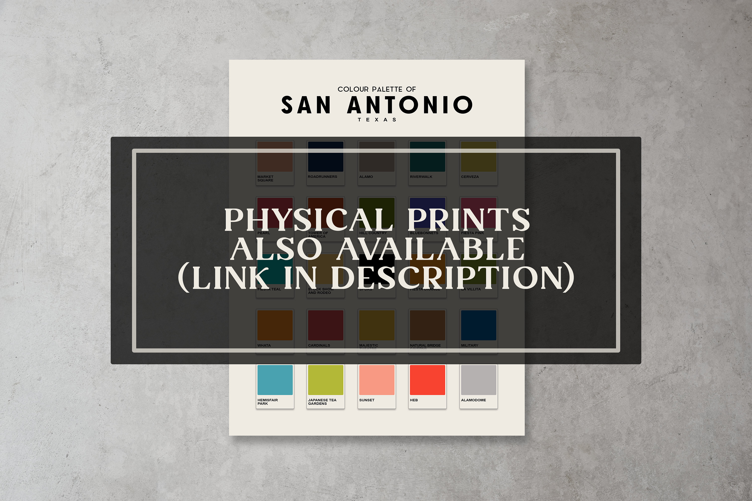 San Antonio Colour Palette Poster [DIGITAL DOWNLOADS] | Minimalist Art ...