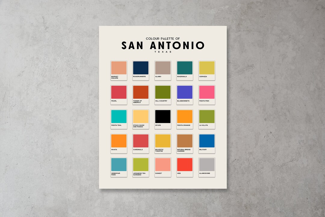 San Antonio Colour Palette Poster [DIGITAL DOWNLOADS] | Minimalist Art ...
